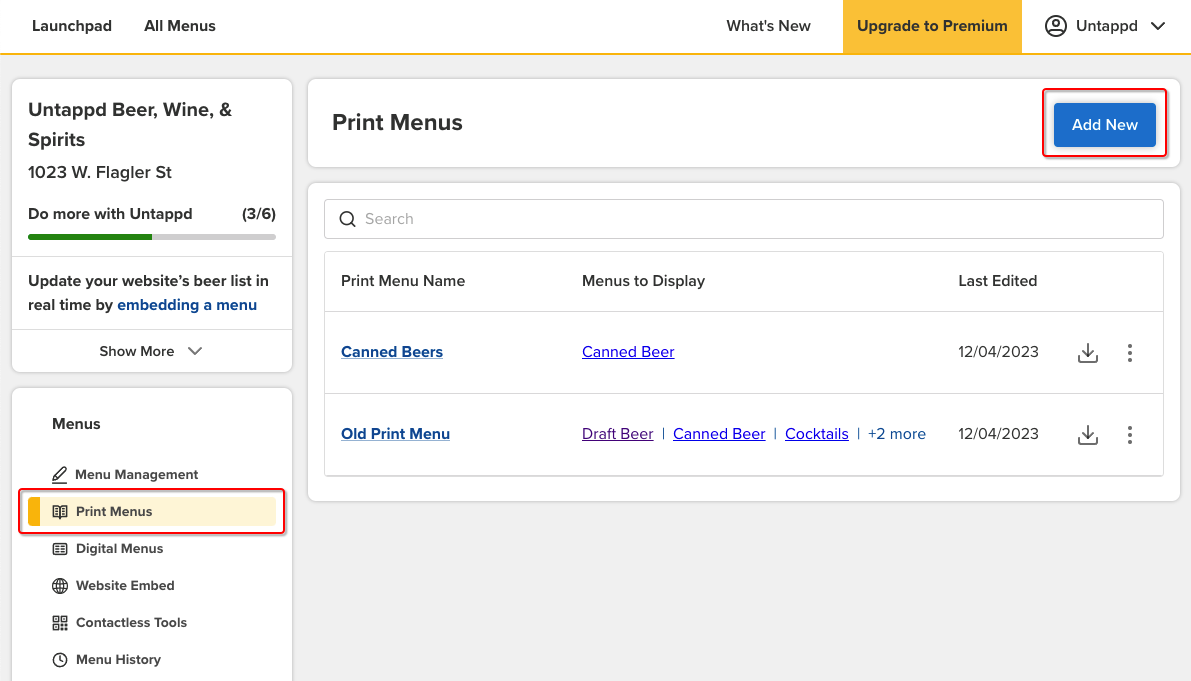 Creating a Print Menu – Untappd