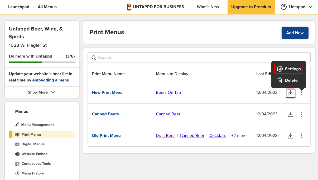 Creating a Print Menu – Untappd