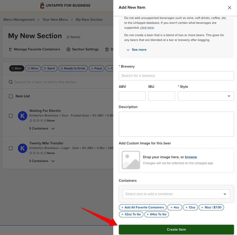 How do I add a beer to my menu that doesn't exist yet? – Untappd