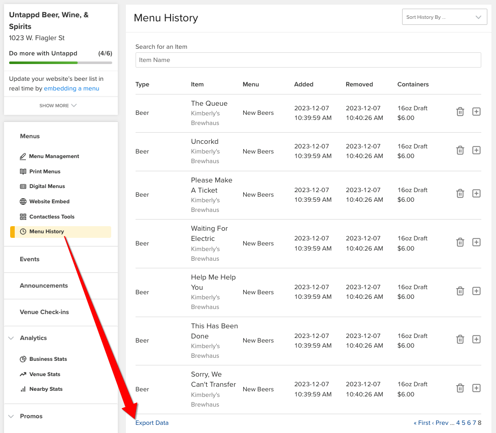 Managing Your Menu History – Untappd
