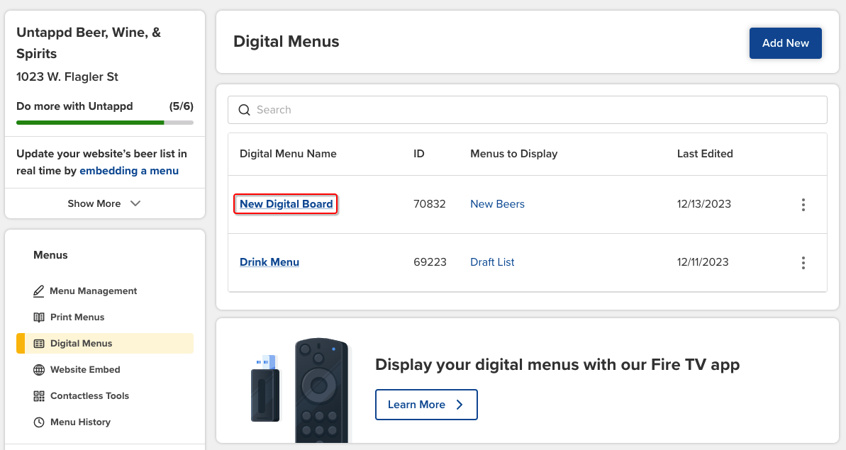 Displaying Your Menu Across Multiple TVs – Untappd